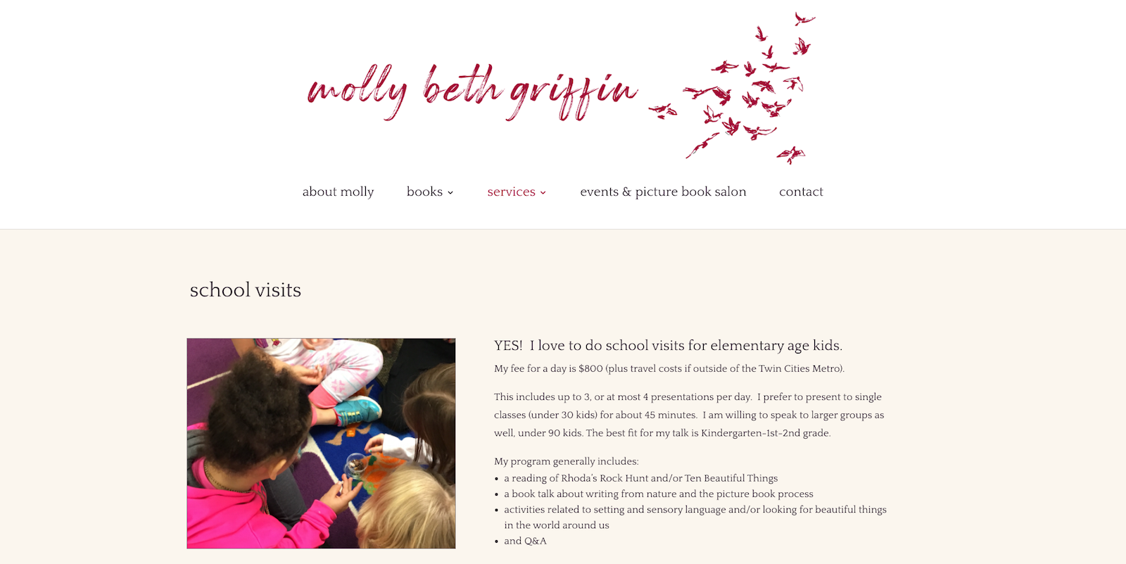school visits - Molly Beth Griffin